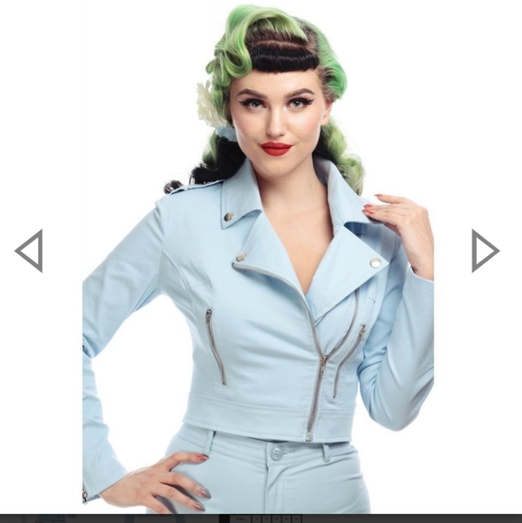 Collectif | Jackets & Coats | Nwt Collectif Baby Blue Moto Jacket | Poshmark